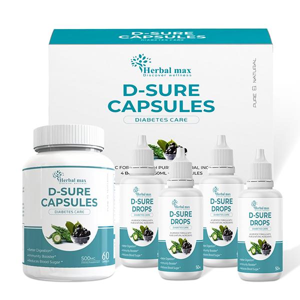 Buy Herbal Max D-Sure Kit Diabetic Care Kit (D Sure Capsule 60's + D ...