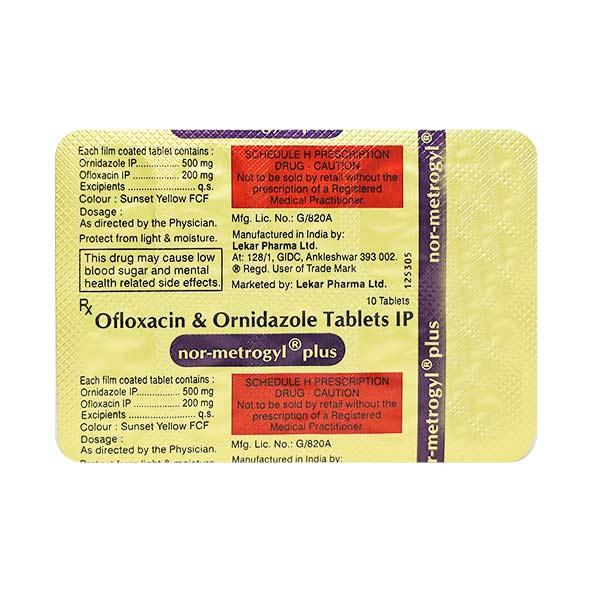 NOR METROGYL PLUS Tablet 10's Price, Uses, Side effects, Substitutes ...