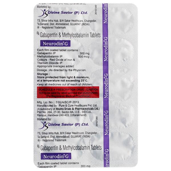 NEURODIN G Tablet 10's Price, Uses, Side effects, Substitutes | Netmeds