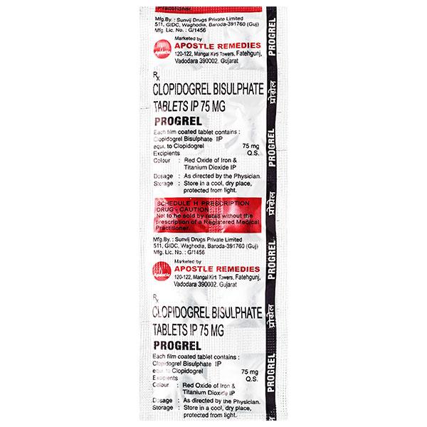 Buy PROGREL 75mg Tablet 10's Online at Upto 25% OFF | Netmeds