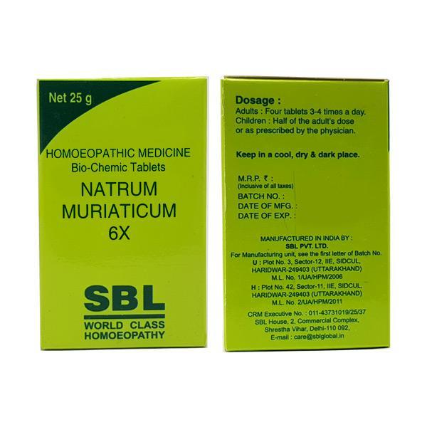 Buy SBL Natrum Muriaticum 6X Tablet 25 gm Online at Discounted Price ...