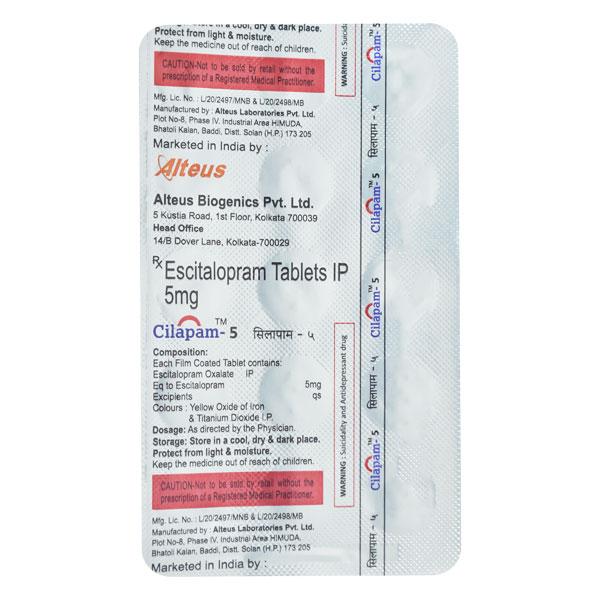 CILAPAM 5 Tablet 15's Price, Uses, Side effects, Substitutes | Netmeds