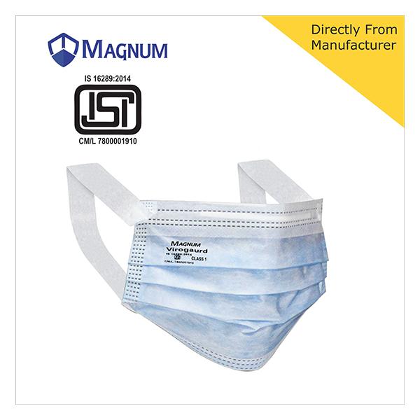 Magnum Viroguard 3 Ply Surgical Face Mask - Stretch Band 50's