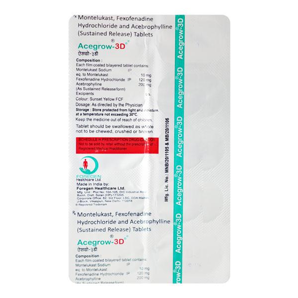 Buy ACEGROW 3 D Tablet 10's Online at Upto 25% OFF | Netmeds