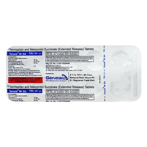 TELAID M 50 Tablet 10's Price, Uses, Side effects, Substitutes | Netmeds