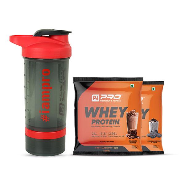 Buy Pro Nutrition & Fitness Shaker Bottle 500 ml + Whey Protein Powder ...