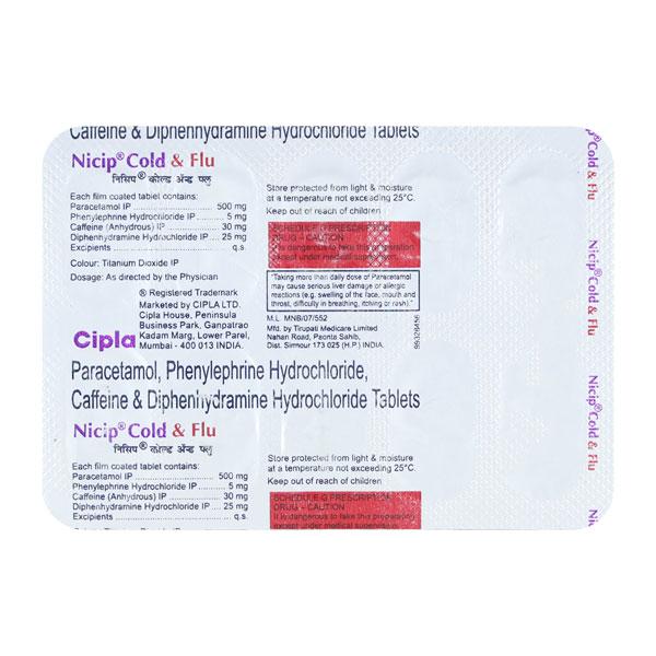 NICIP COLD & FLU Tablet 10's Price, Uses, Side effects, Substitutes ...