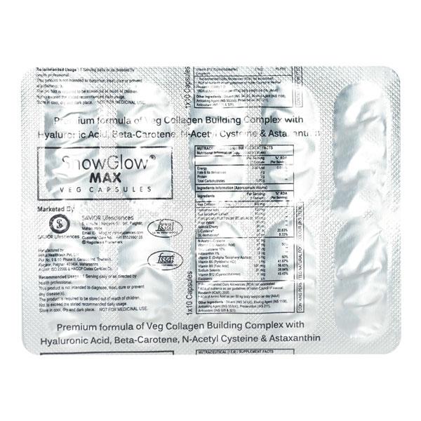 SNOWGLOW MAX VEG Capsule 10's : Uses, Side Effects, Price | Netmeds