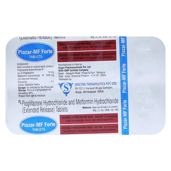 PIOZAR MF FORTE Tablet 10's : Price, Uses, Side Effects | Netmeds