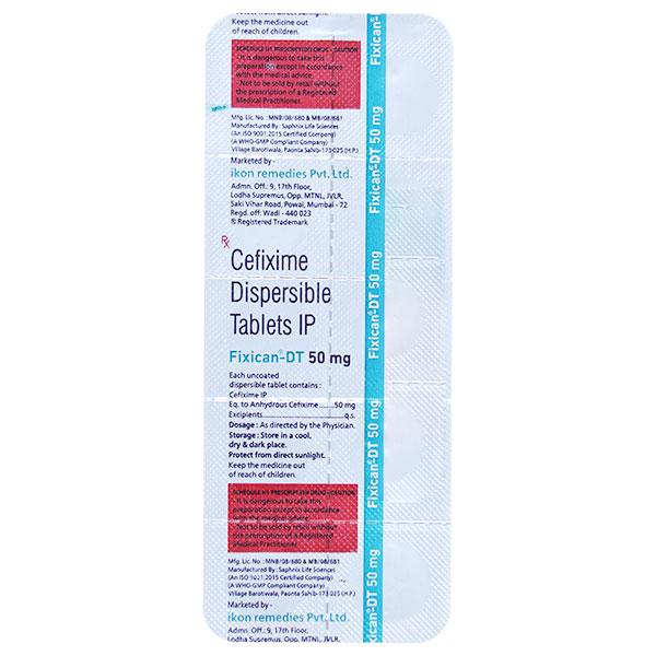 FIXICAN DT 50mg Dispersible Tablet 10's Price, Uses, Side effects ...