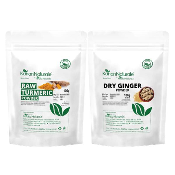 Kerala Naturals Dry Ginger Powder 100 gm + Raw Turmeric Powder 100 gm 1 ...