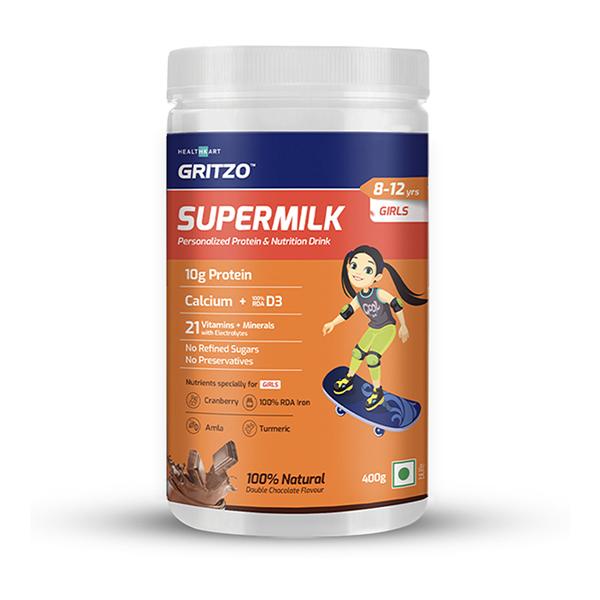 Gritzo SuperMilk Nutrition Drink Powder for Girls (8-12 yrs) - Double ...