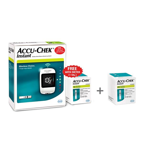 Accu-Chek Instant Glucose Monitor with Free 10 Test Strips + Accu-Chek ...