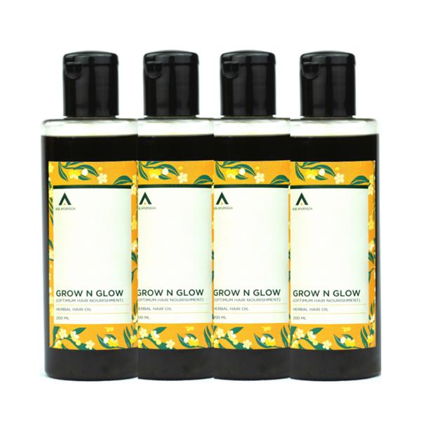 Age Ayurveda Grow N Glow Herbal Hair Oil (Pack of 4 x 200 ml)