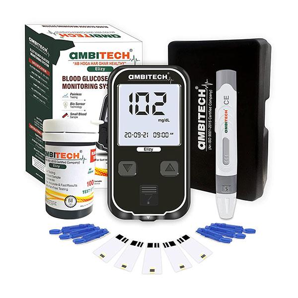 Buy Ambitech Elizy Blood Glucose Meter with Test Strips 100's & Lancets ...