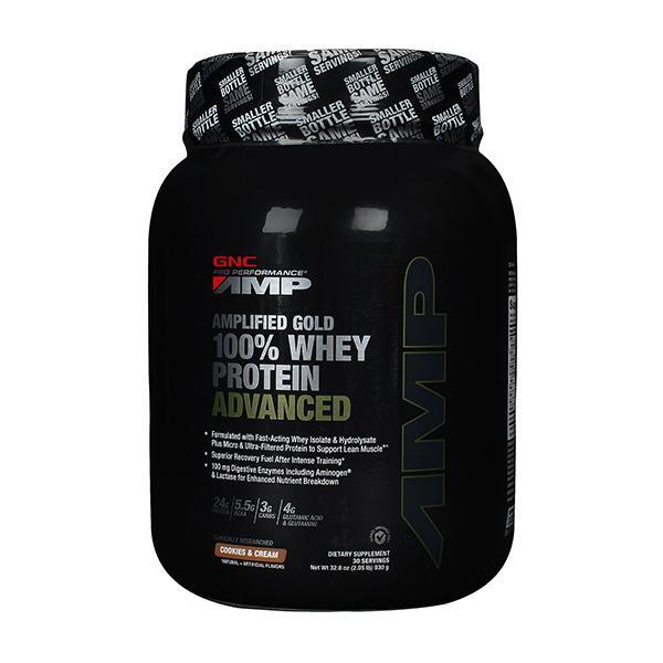 GNC PP 100% Whey Protein Amp Gold Adv Powder - Cookies N Cream Flavor 2 ...