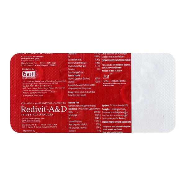 REDIVIT A&D Softgel Capsule 10's Price, Uses, Side effects, Substitutes ...