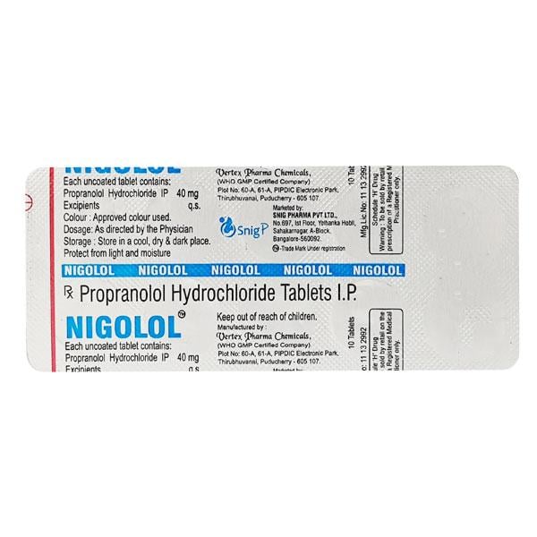 NIGOLOL 40mg Tablet 10's : Price, Uses, Side Effects | Netmeds