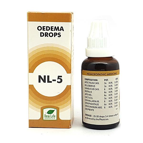 Buy New Life NL-5 Odema Drops 30 ml online at best price-Homeopathy
