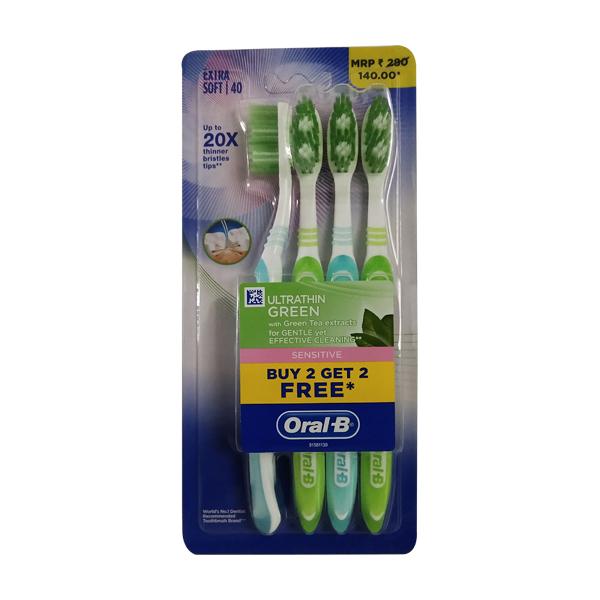 Buy Oral B Ultrathin Green Extra Soft Toothbrush - Sensitive (Buy 2 Get ...
