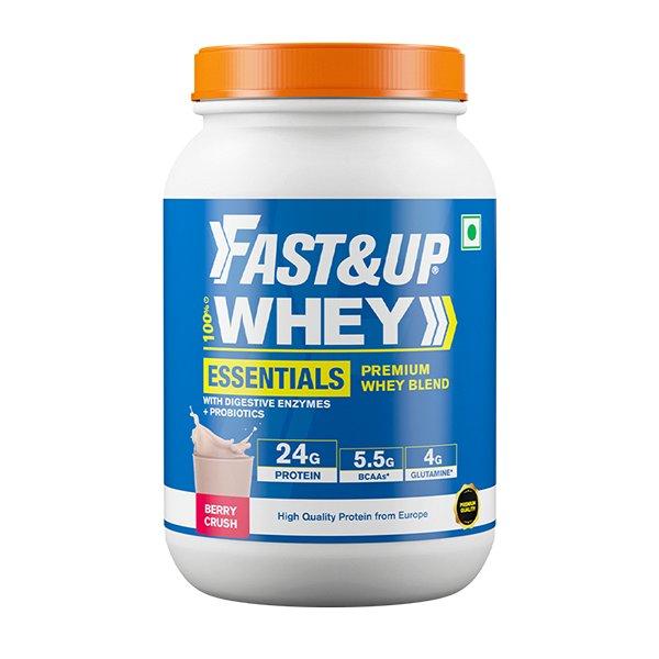 Fast&Up Whey Essentials Protein Powder - Berry Crush Flavour 912 gm ...