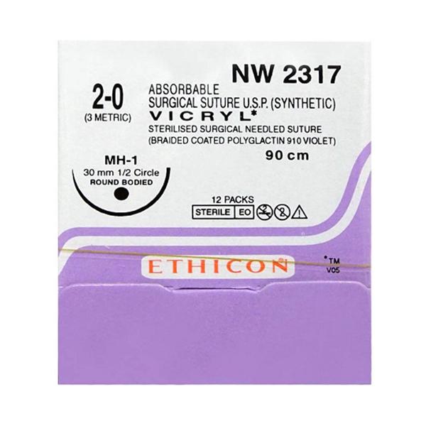 Johnson & Johnson Ethicon Vicryl Absorbable Surgical Suture (2-0) (90 ...