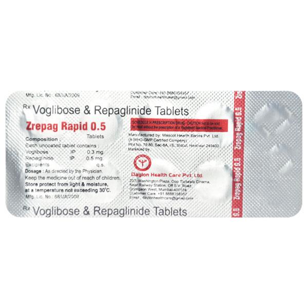 ZREPAG RAPID 0.5 Tablet 10's Price, Uses, Side effects, Substitutes ...