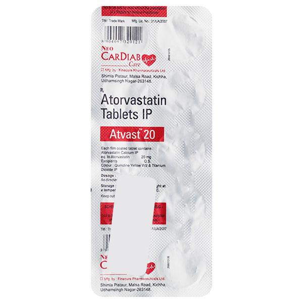 ATVAST 20mg Tablet 10's Price, Uses, Side effects, Substitutes | Netmeds