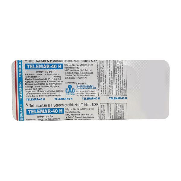 Telemar H 40mg Tablet 10'S : Price, Uses, Side Effects | Netmeds
