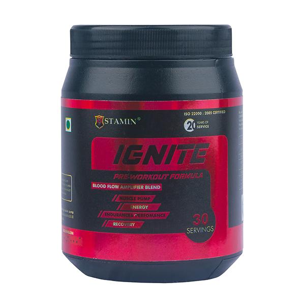 Stamin Ignite Pre Workout Formula Powder - Orange Flavour 300 gm Online ...