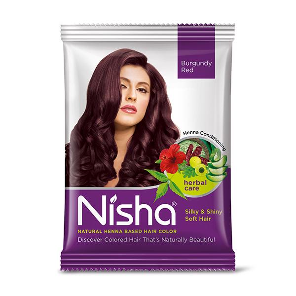 Buy Nisha Henna Hair Color Pouch - Burgundy Red 15 gm Online at ...