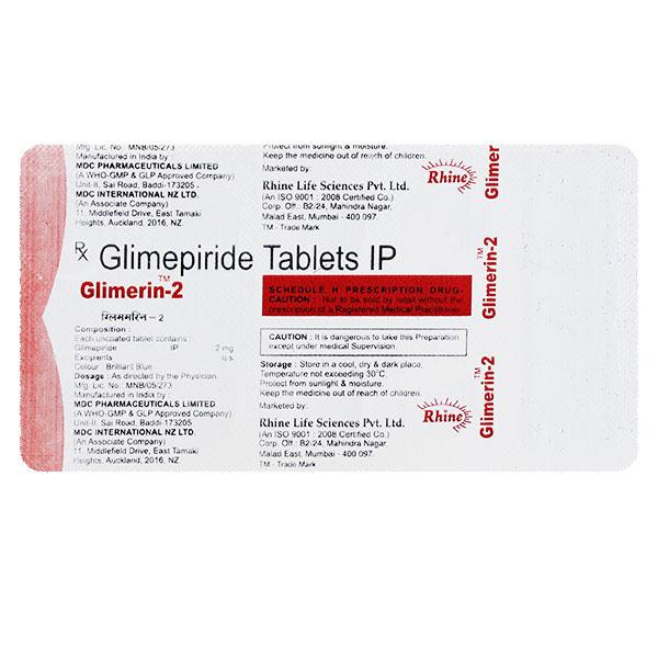 GLIMERIN 2mg Tablet 10's Price, Uses, Side effects, Substitutes | Netmeds