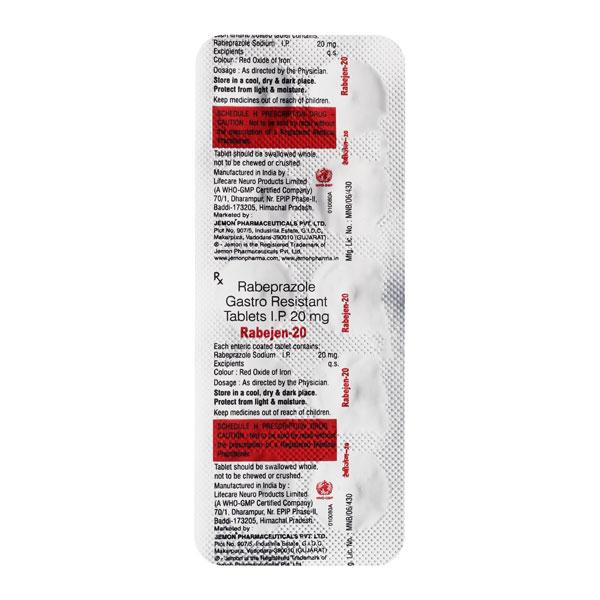 RABEJEN 20mg Tablet 10's Price, Uses, Side effects, Substitutes | Netmeds