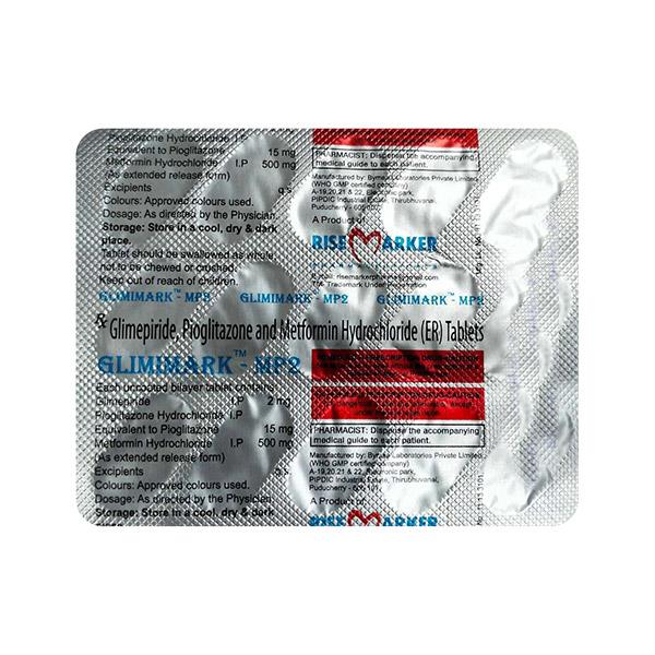 GLIMIMARK MP 2 Tablet 15's Price, Uses, Side effects, Substitutes | Netmeds