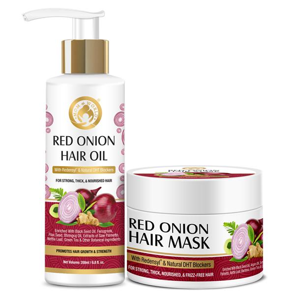 Mom & World Red Onion Hair Oil (200ml) + Hair Mask (200ml) 1's Online ...