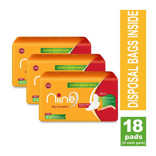 Nine Extra Long Sanitary Pads 54's Online at Best Price - Menstrual Hygiene