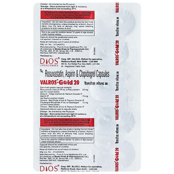 Buy VALROS GOLD 20 Capsule 10's Online at Upto 25% OFF | Netmeds