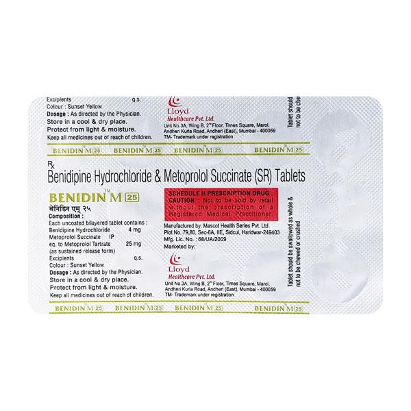 BENIDIN M 25 Tablet 15's Price, Uses, Side effects, Substitutes | Netmeds