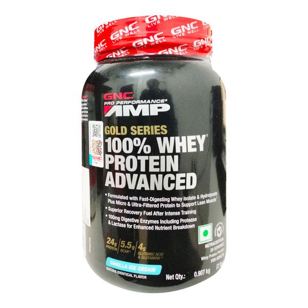 GNC AMP Gold Series 100% Whey Protein Advanced Powder - Vanilla Ice ...
