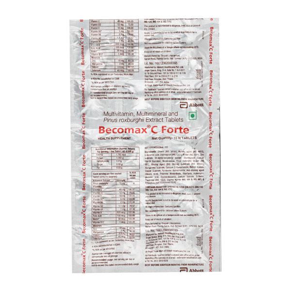 Becomax C Forte Tablet 15'S Price, Uses, Side effects, Substitutes ...