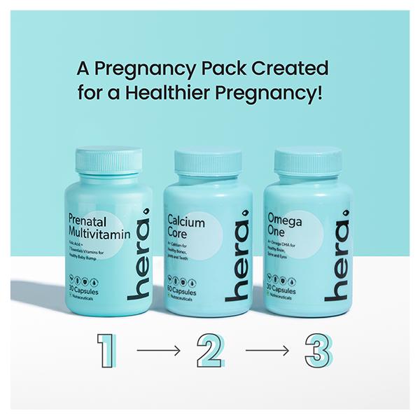 Hera Pregnancy Care Capsule Bundle (Prenatal Multivitamin + Calcium ...