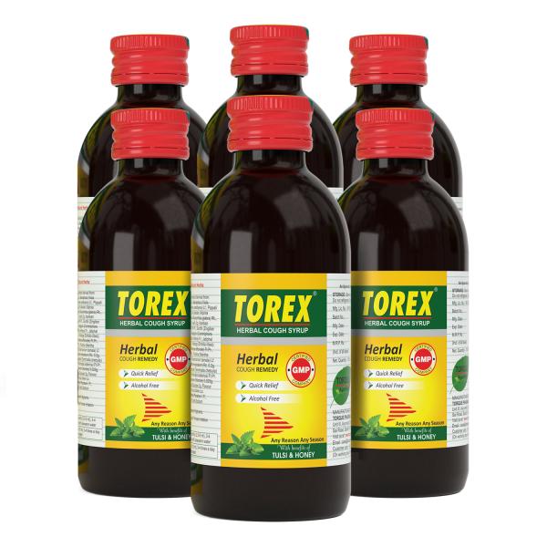 Torex Herbal Cough Syrup With Tulsi & Honey (Pack of 6 X 100ml) 1's ...