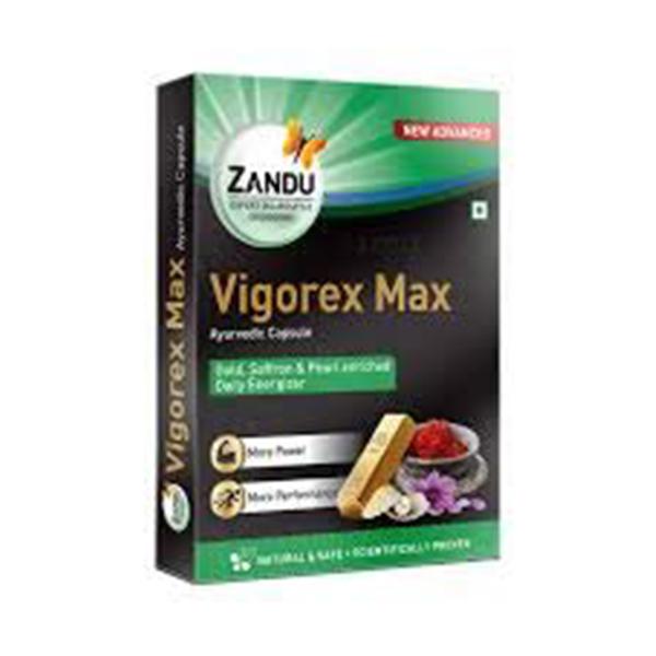 Zandu Vigorex Max Ayurvedic Capsule - Gold, Saffron & Pearl enriched ...