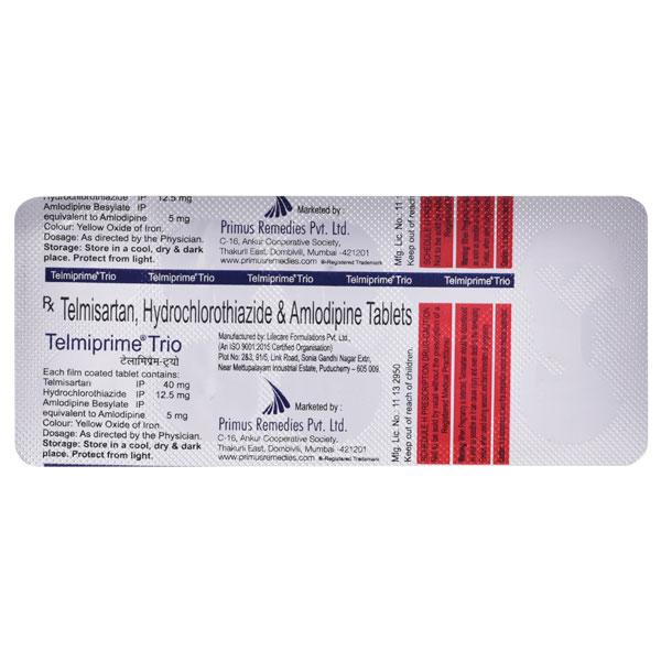 TELMIPRIME TRIO Tablet 10's : Price, Uses, Side Effects | Netmeds