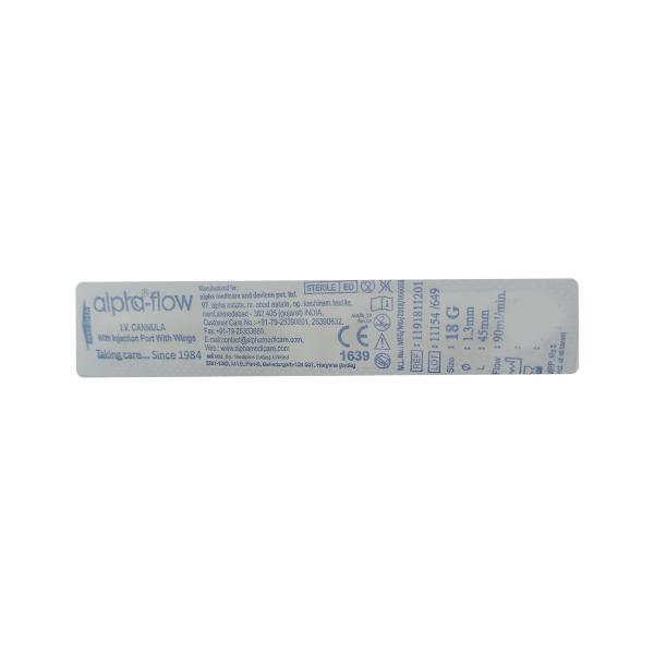 Alpha Flow IV Cannula (18 G) 1's Online at Best Price - Cannula