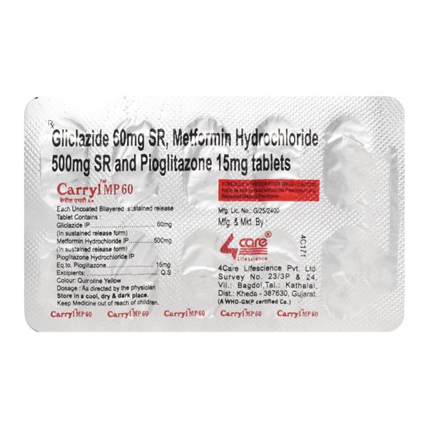 CARRYL MP 60 Tablet 10's Price, Uses, Side effects, Substitutes | Netmeds