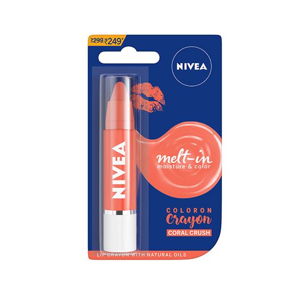 Nivea Coloron Lip Crayon - Coral Crush 3 gm