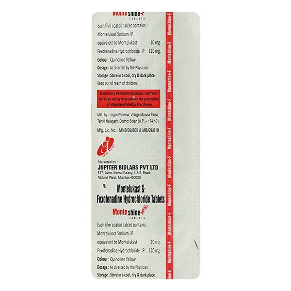 Buy MONTESHINE F 10/120mg Tablet 10's Online at Upto 25% OFF | Netmeds