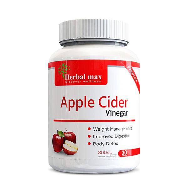Herbal Max Apple Cider Vinegar Dietary Supplement 800 mg Capsule 30's ...