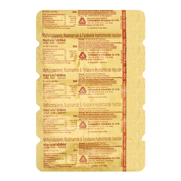 Buy NERVIC GOLD Injection 2ml Online at Upto 25% OFF | Netmeds